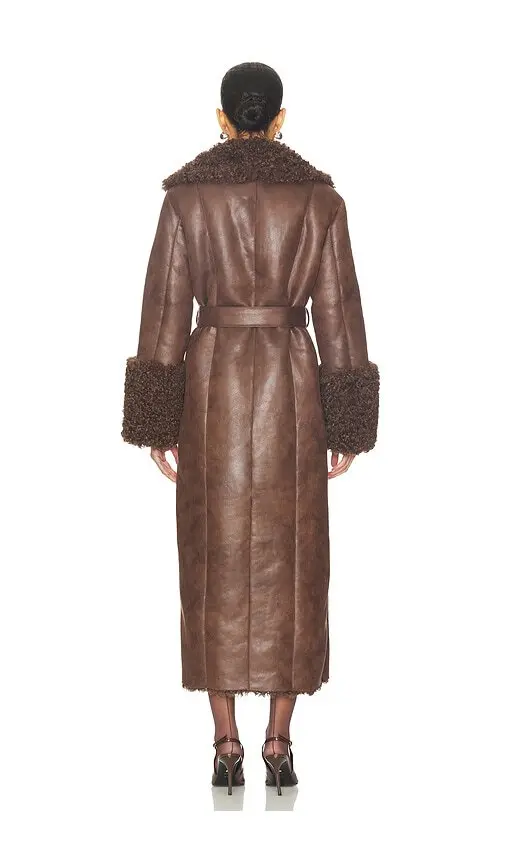 LAMARQUE Polly Faux Fur Trench Coat - Brown