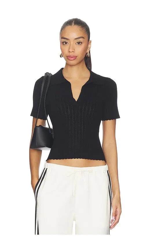 Joe's Jeans The Jess Pointelle Polo Shirt - Black
