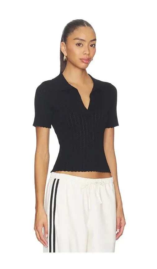 Joe's Jeans The Jess Pointelle Polo Shirt - Black