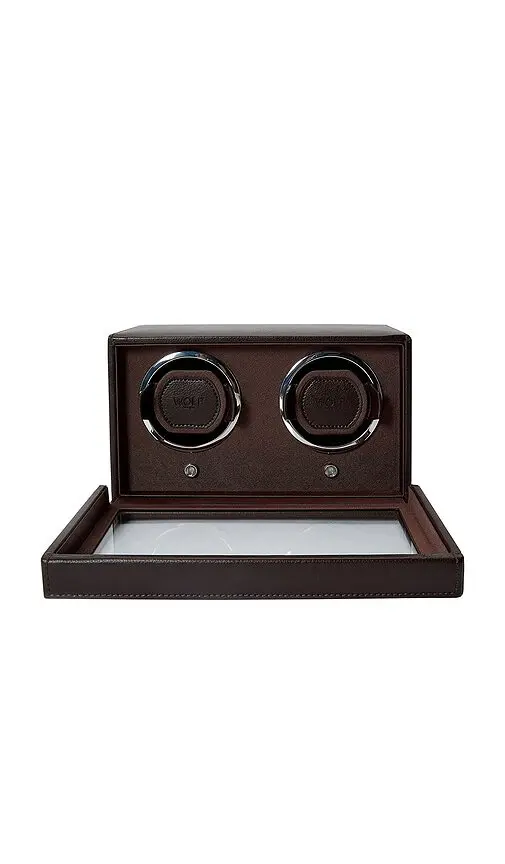 Wolf Cub Double Watch Winder With Cover - Brown