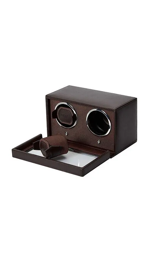 Wolf Cub Double Watch Winder With Cover - Brown