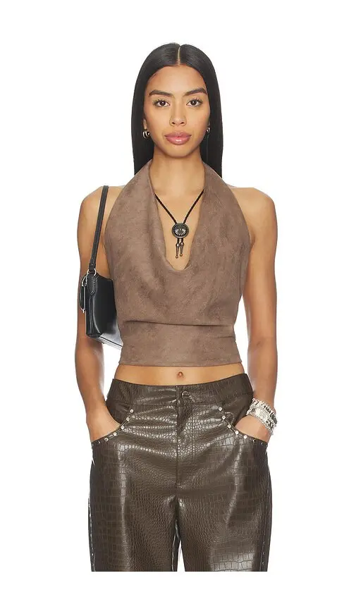 LAMARQUE Faux Suede Halter Top