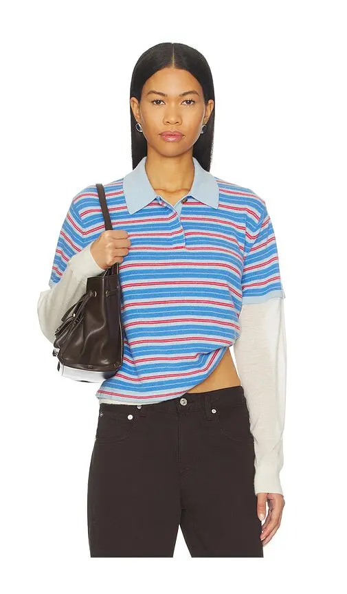 Guest In Residence Layered Stripe Rugby - Clear Sky Combo