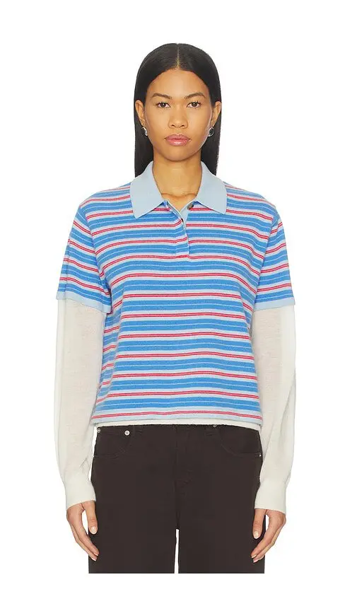 Guest In Residence Layered Stripe Rugby - Clear Sky Combo
