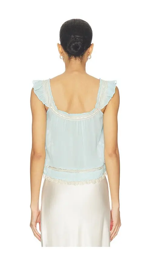 Free People Mabel Lace Trim Crepe Tank - Pastel Blue Combo