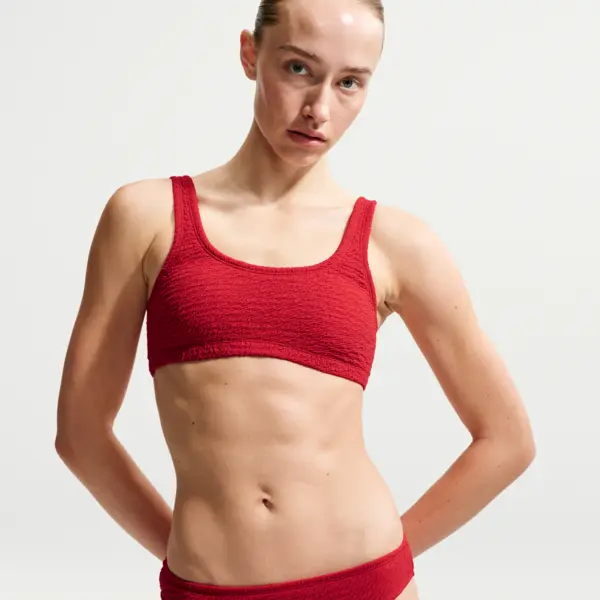 Nike Shoreline Texture Hipster Bikini Bottom - Red