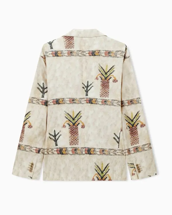Giorgio Armani Lyocell And Silk Double-breasted Printed Jacket