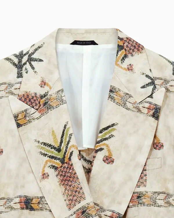 Giorgio Armani Lyocell And Silk Double-breasted Printed Jacket