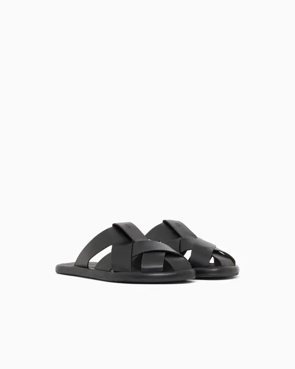 Giorgio Armani Cross-over Napped Calfskin Sandals