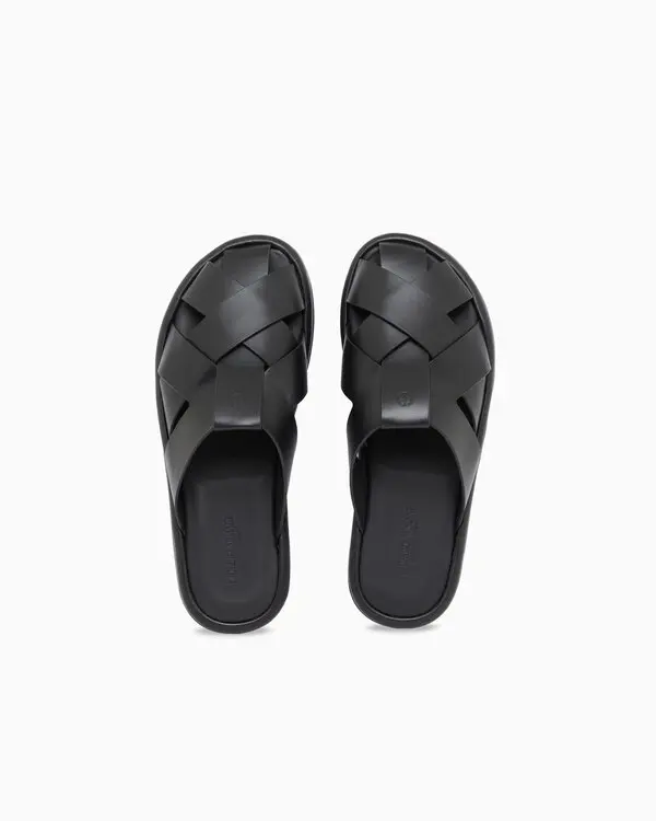 Giorgio Armani Cross-over Napped Calfskin Sandals