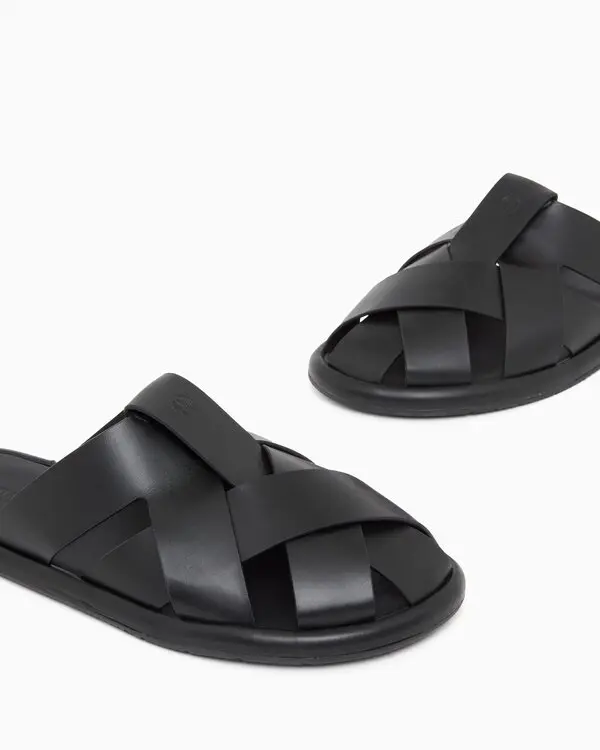 Giorgio Armani Cross-over Napped Calfskin Sandals