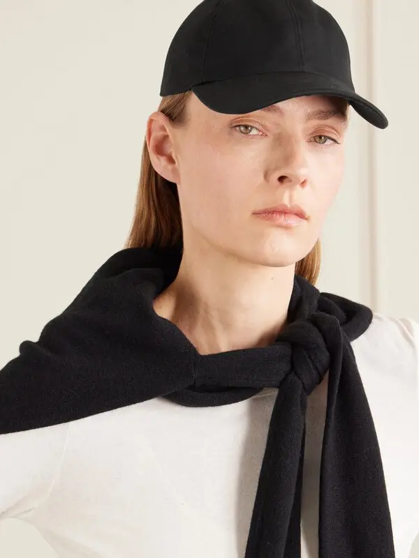THE ROW Caspian Coated Cotton Baseball Cap - Black
