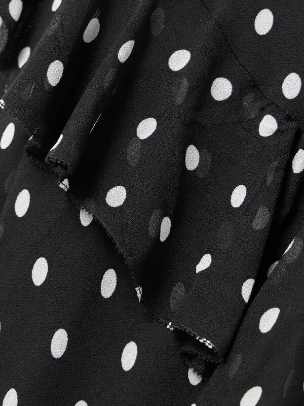 SELF-PORTRAIT One-shoulder Asymmetric Ruffled Polka-dot Maxi Dress