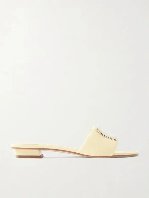 ROGER VIVIER 20 Buckled Padded Leather Mules