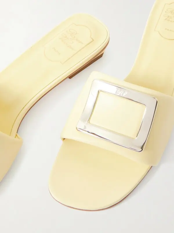 ROGER VIVIER 20 Buckled Padded Leather Mules