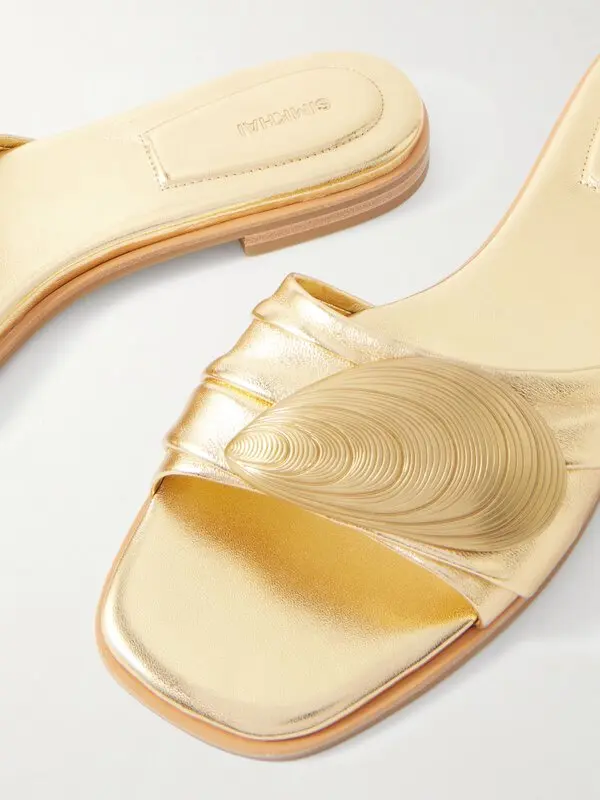 Simkhai Gigi Embellished Metallic Leather Slides