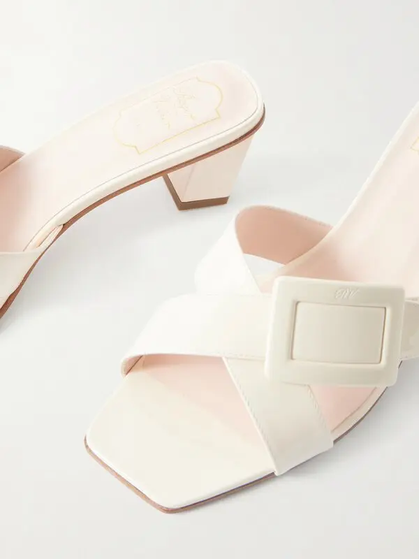ROGER VIVIER 45 Buckled Patent-leather Mules