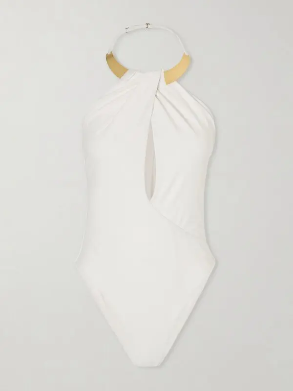 Simkhai Bindi Embellished Cutout Swimsuit - White