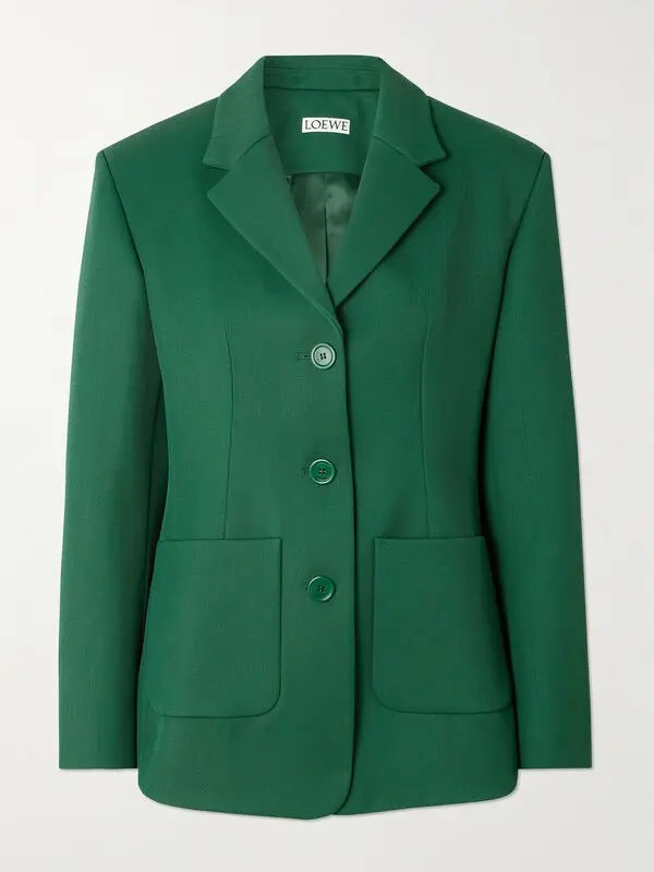 Loewe Wool-blend Twill Blazer - Green