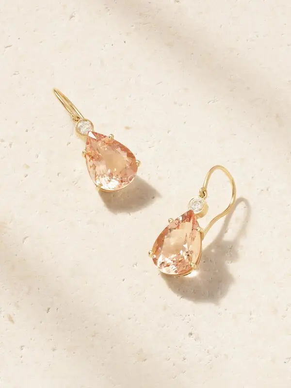 Ileana Makri 14-karat Morganite And Diamond Drop Earrings - Gold