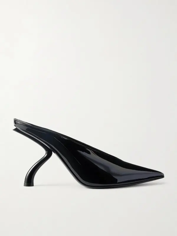 FERRAGAMO Itaca Patent-leather Mules - Black