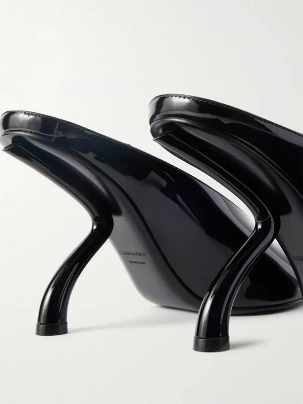 FERRAGAMO Itaca Patent-leather Mules - Black