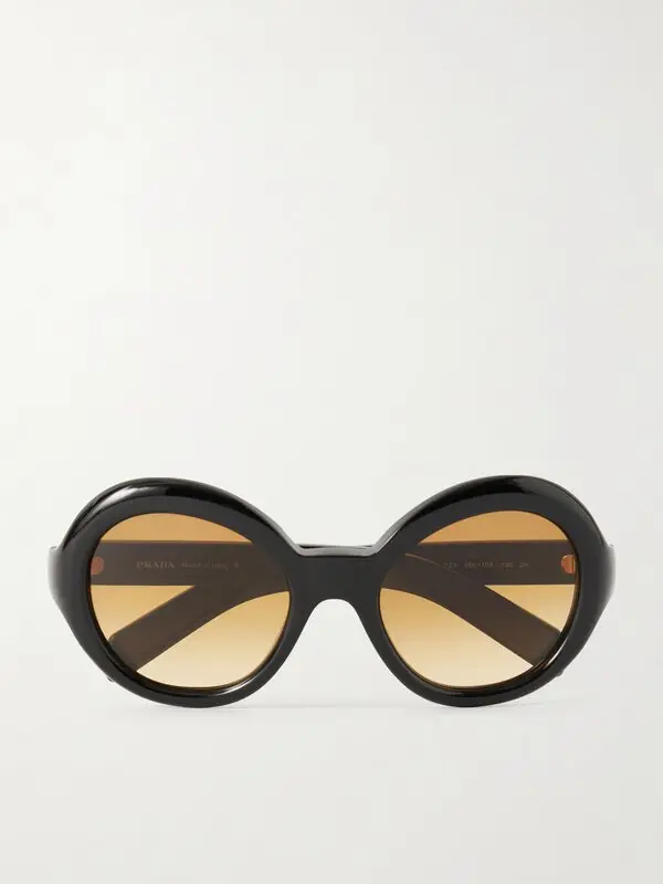 Prada Round-frame Acetate Sunglasses - Black