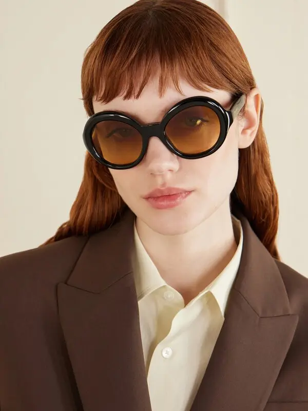Prada Round-frame Acetate Sunglasses - Black