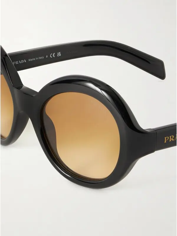 Prada Round-frame Acetate Sunglasses - Black