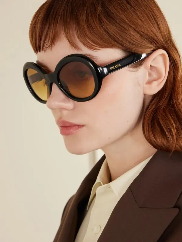 Prada Round-frame Acetate Sunglasses - Black