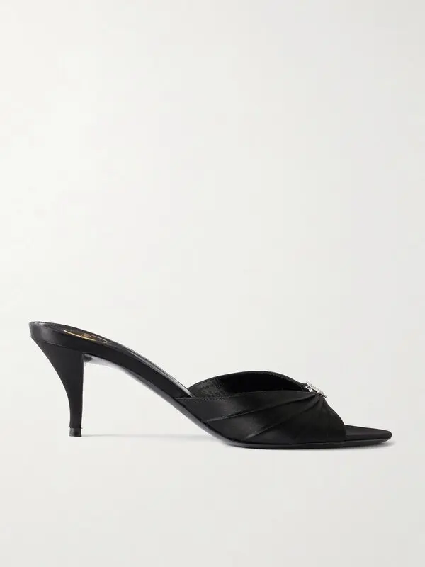 Saint Laurent Jerry 60 Embellished Satin Mules