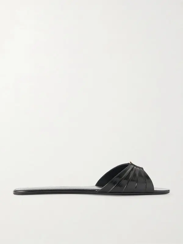 Saint Laurent Babylone Embellished Glossed-leather Slides