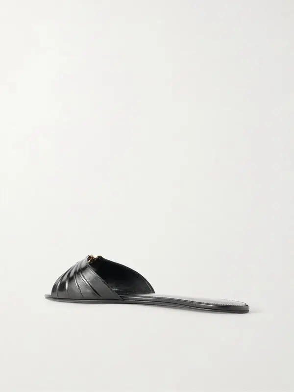 Saint Laurent Babylone Embellished Glossed-leather Slides