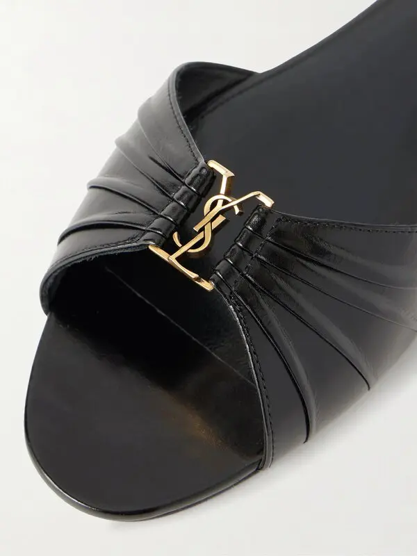 Saint Laurent Babylone Embellished Glossed-leather Slides