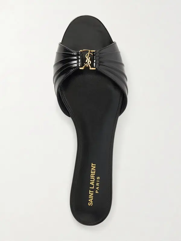 Saint Laurent Babylone Embellished Glossed-leather Slides