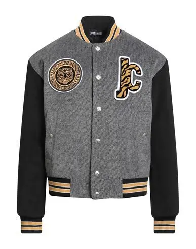 Just Cavalli Varsity Jacket With Embellishments - Grey