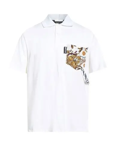 Just Cavalli Polo Shirt Cream Size Cotton, Viscose, Polyamide, Elastane