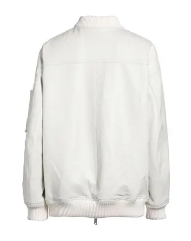 Dsquared2 Bomber Jacket In Ovine Leather, Wool, Polyamide, And Elastane