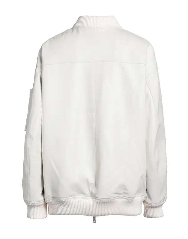 Dsquared2 Bomber Jacket In Ovine Leather, Wool, Polyamide, And Elastane