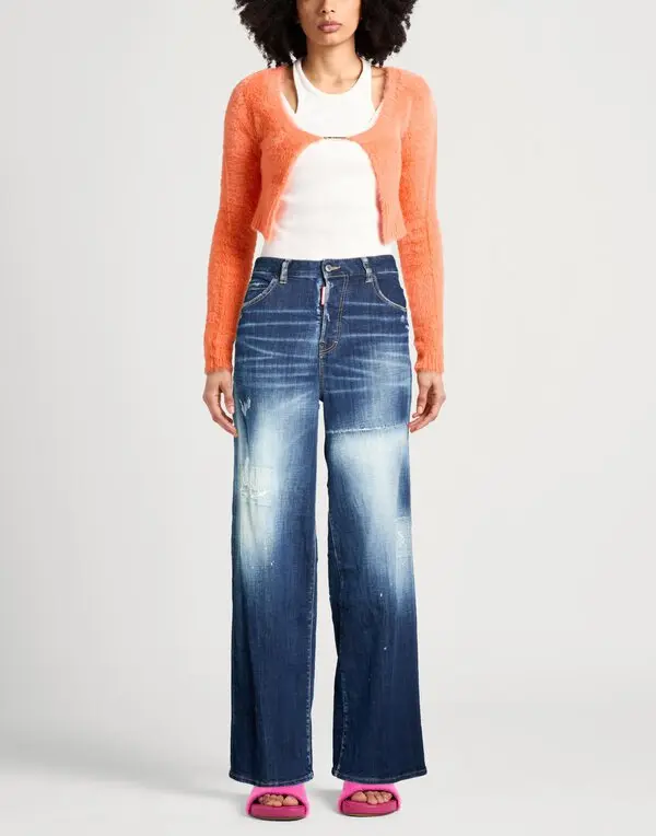 Dsquared2 Wide-leg Jeans With Leather Trim