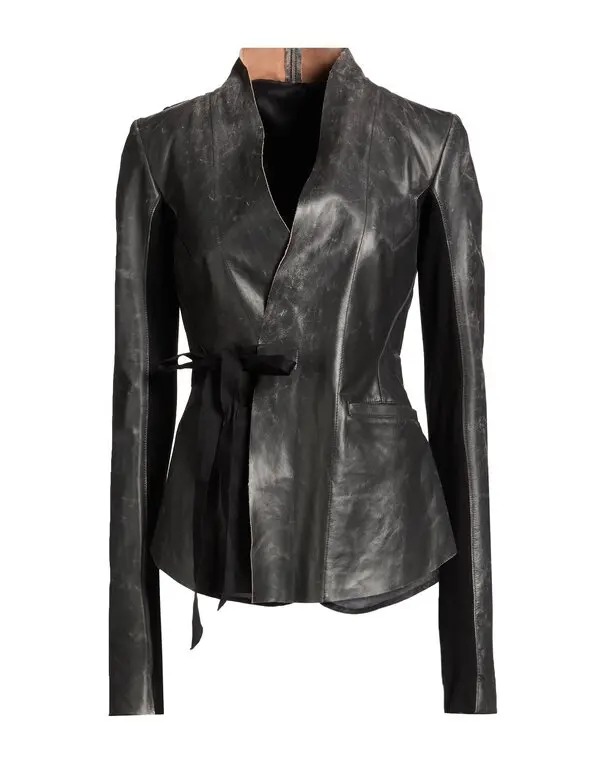 Rick Owens Single-breasted Leather Blazer - Black