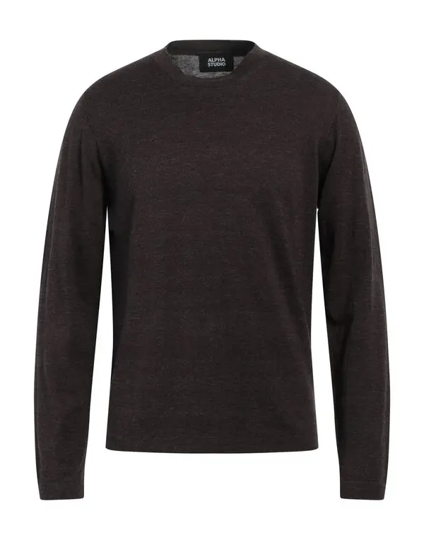 Alpha Studio Sweater In Organic Cotton And Cashmere - Brown