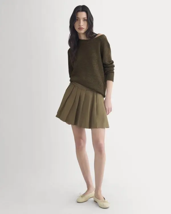 Everlane Utility Pleated Mini Skirt - Olive