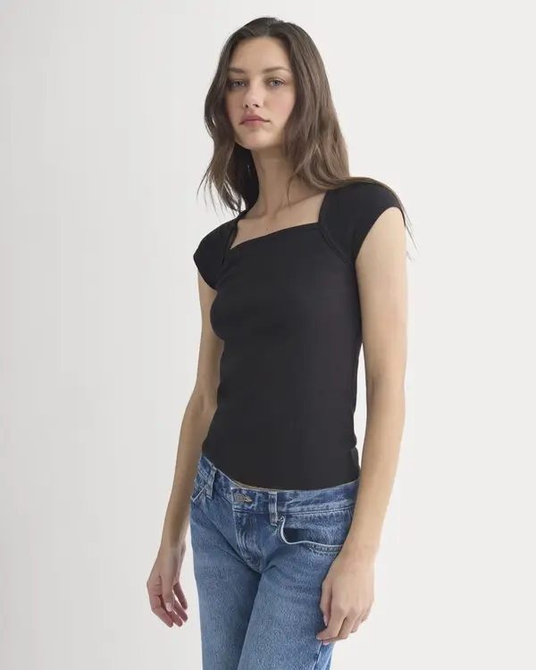 Everlane Retrosoft Cotton Square-neck T-shirt - Black