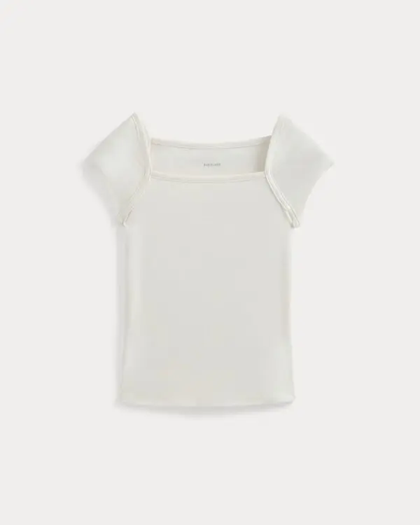 Everlane Retrosoft Cotton Square-neck T-shirt - Bone
