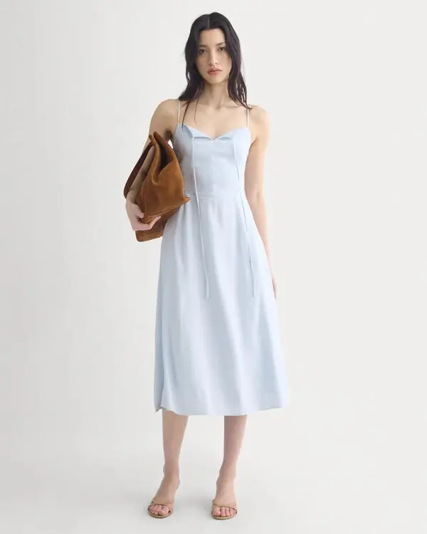 Everlane Tie-neck Dress, Stretch Linen Size - Skywriting