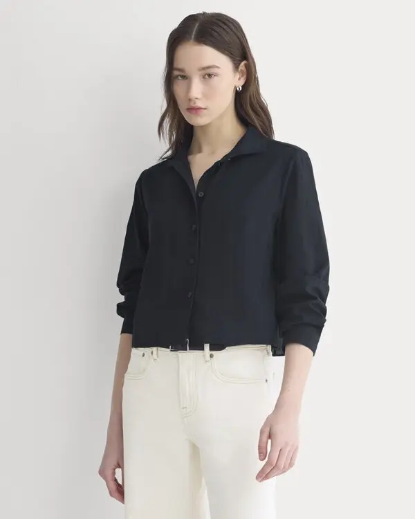 Everlane Textured Mini Collar Shirt - Black
