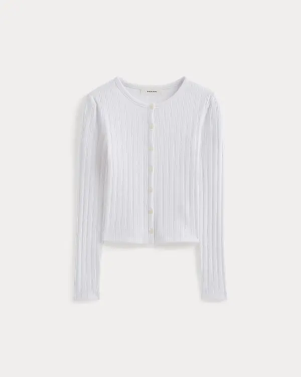 Everlane Cardigan In Pointelle - White