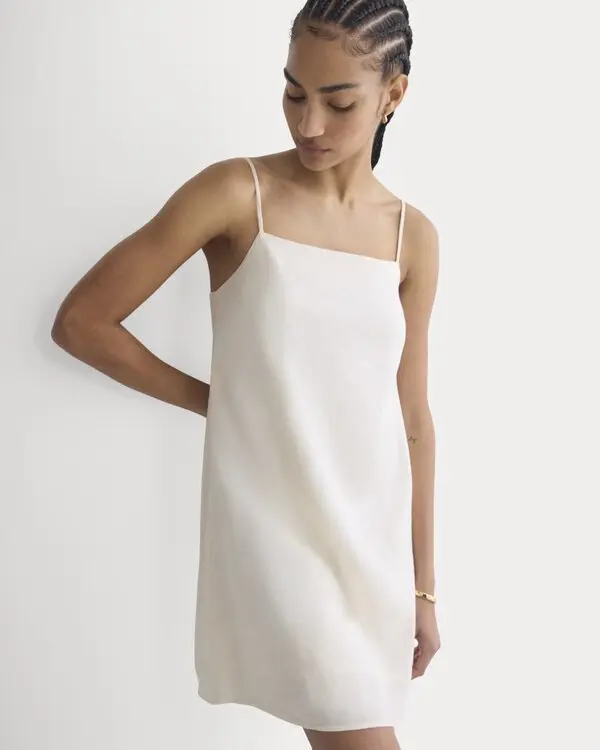 Everlane Mini Shift Stretch Linen Dress - Bone