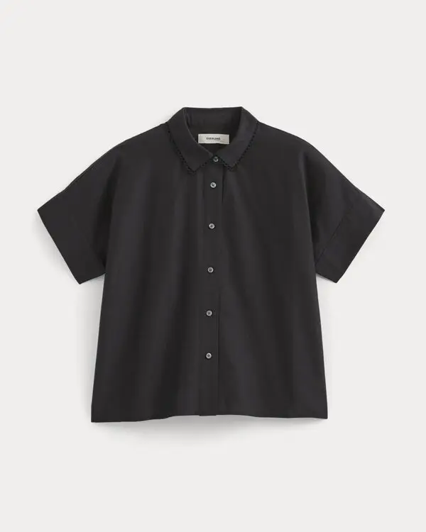 Everlane Scalloped-collar Square Shirt - Black